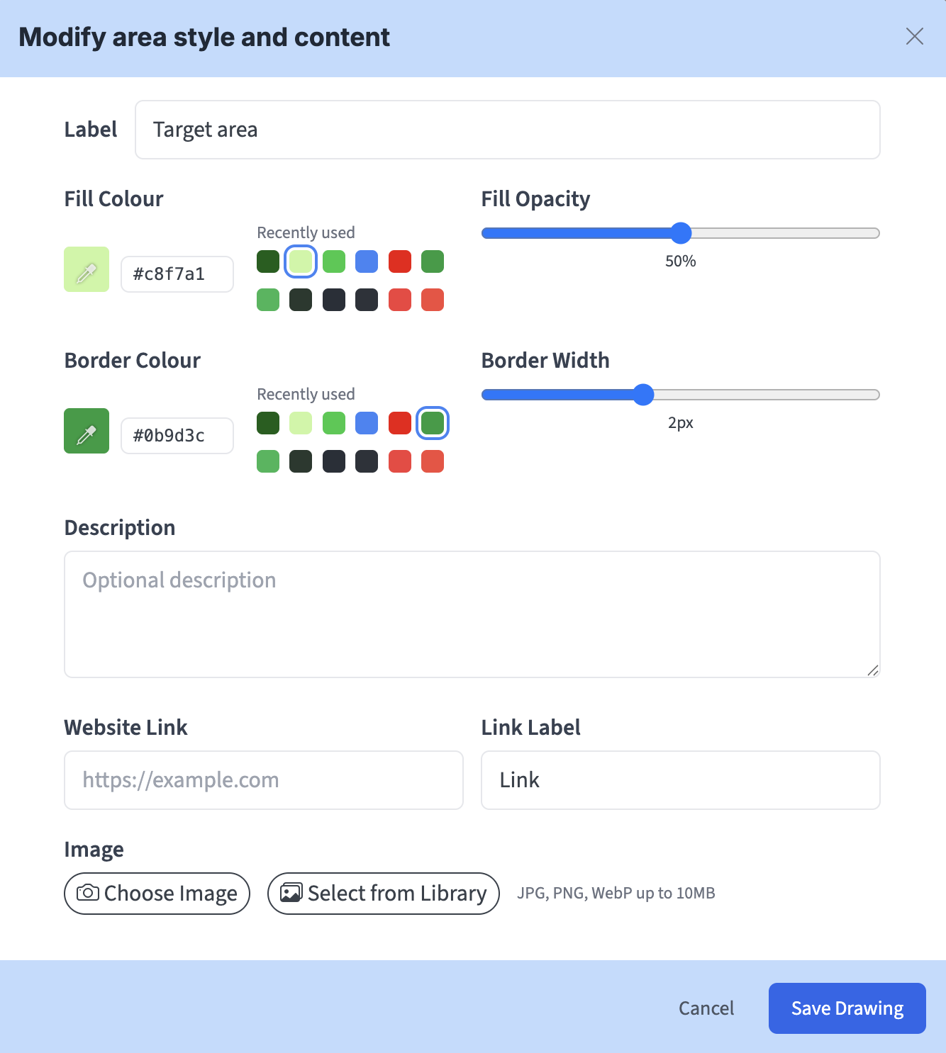 area drawing options – Maproom