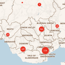 Example of a map created with the Bulk Postcodes Plotter – Maproom